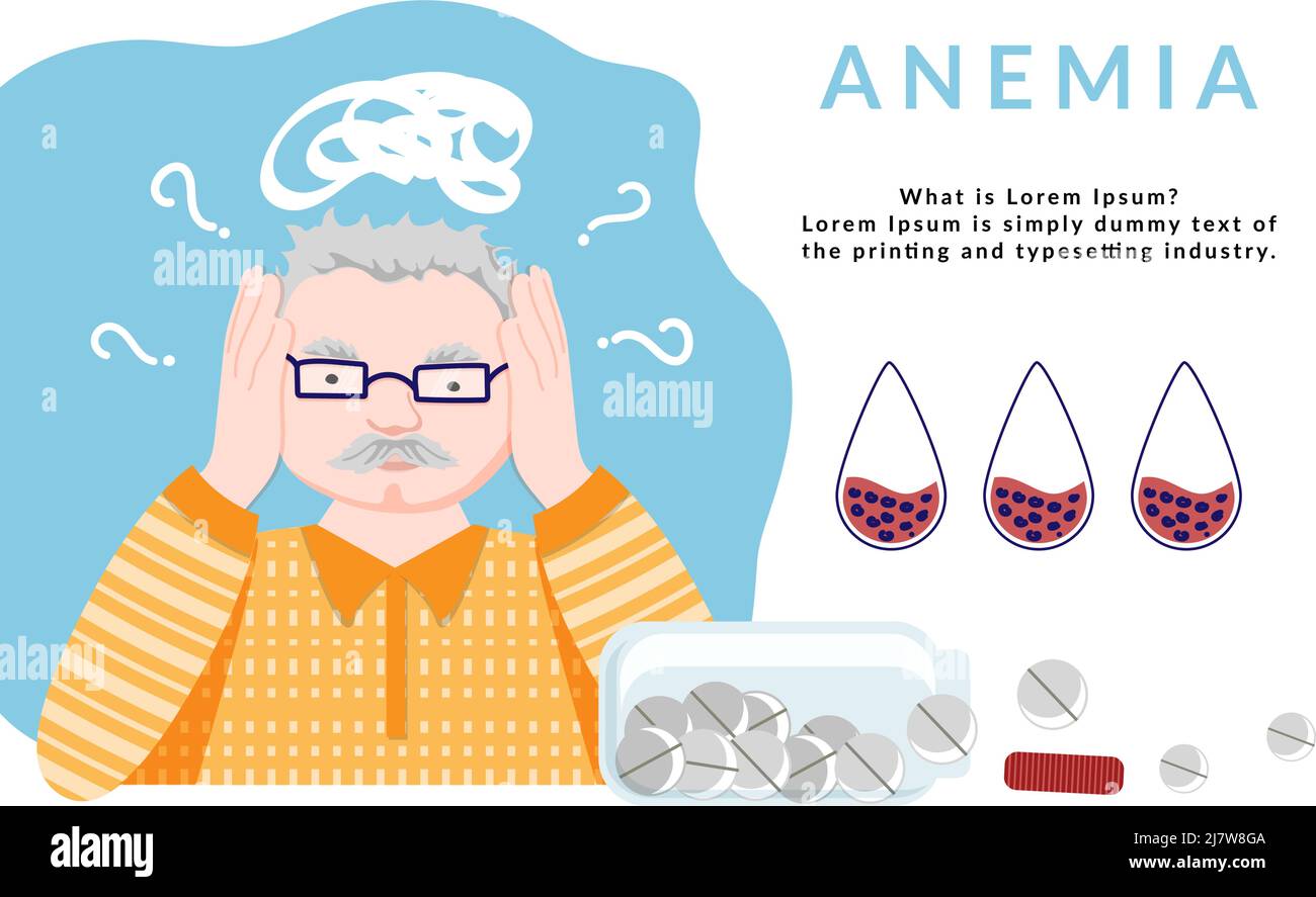 Elderly man e feels tired, weak because of the lack of iron in the ...