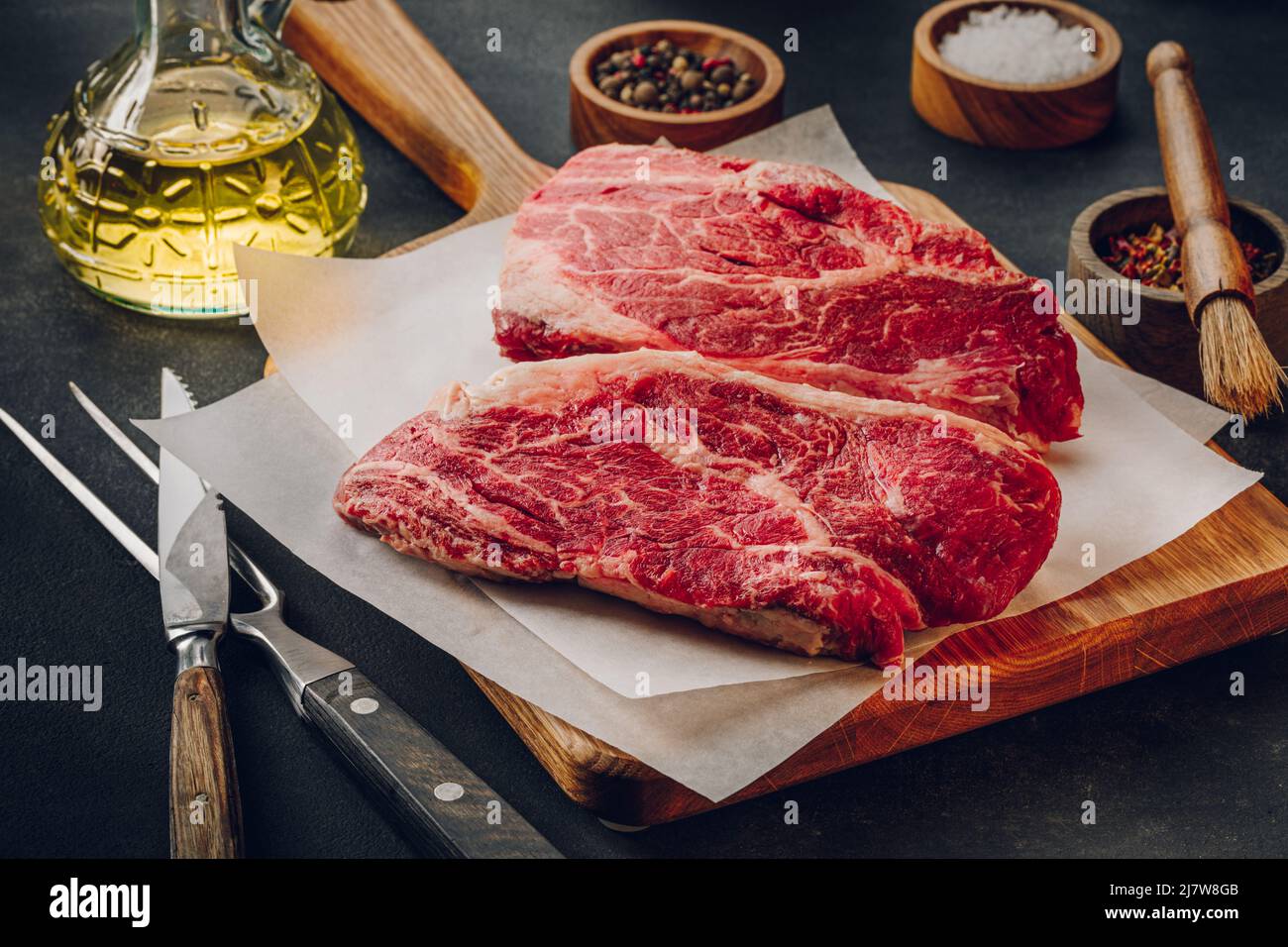 Top blade steak prepared for cooking Stock Photo - Alamy
