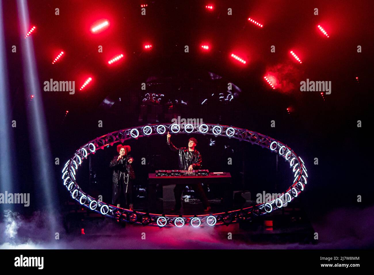 Pia Maria and Lumix Feat for Austria performs on the stage during 1st ...
