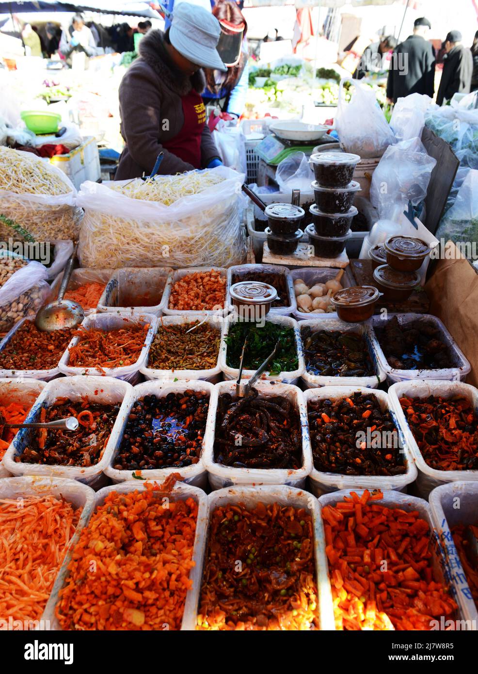 Chinese pickles ( jiàngcài ) sold at a colorful market in chaoyangmen ...