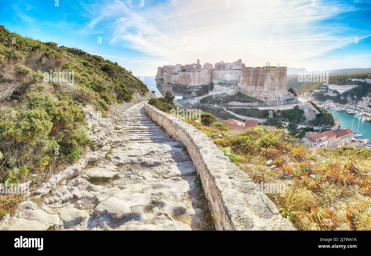 Amazing view of old town Bonifacio. Popular travel destination of ...