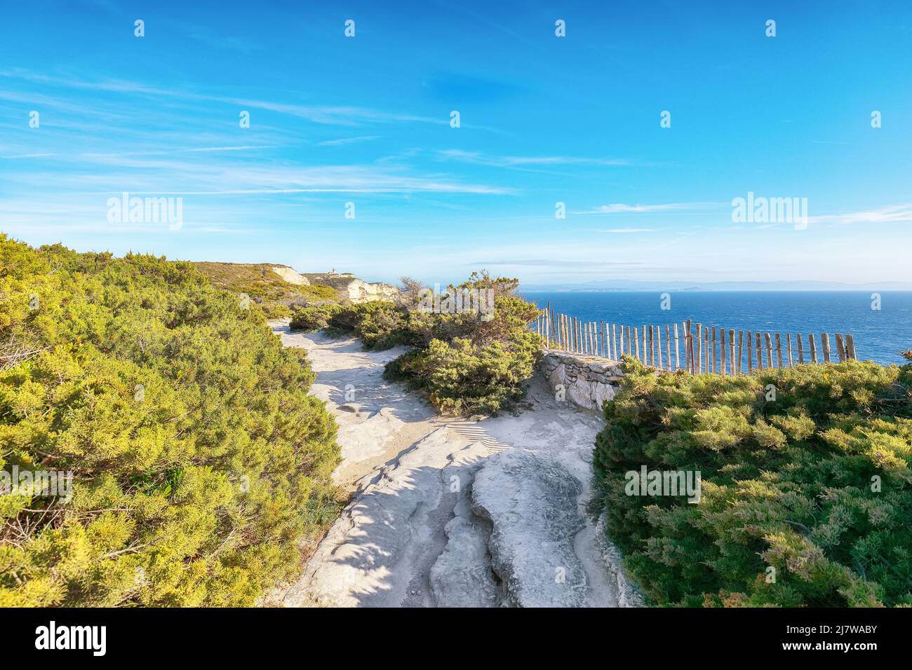 Breathtaking view of cliffs near old town Bonifacio. Popular travel ...