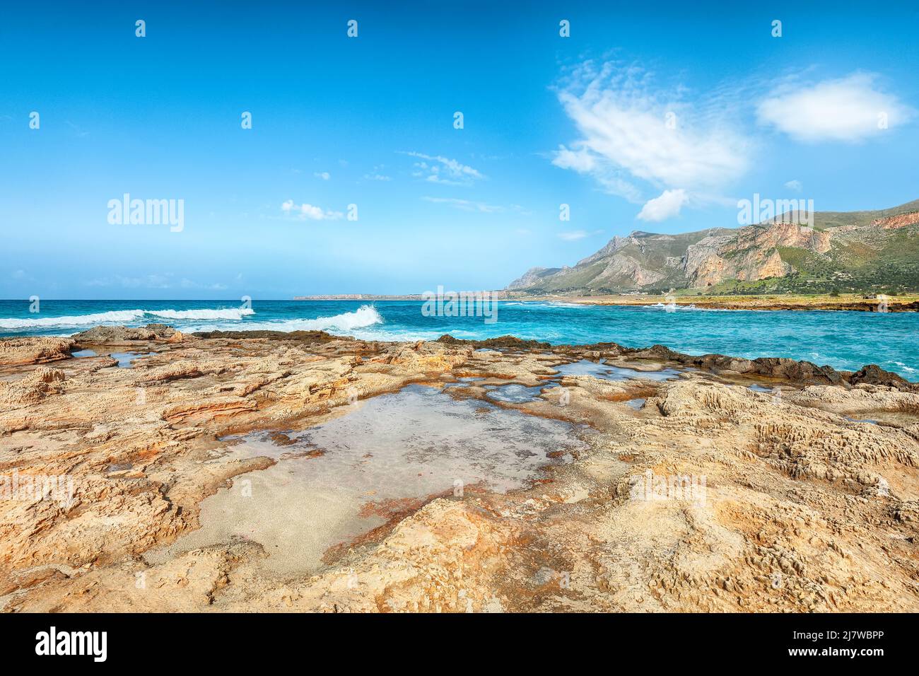Amazing seascape of Isolidda Beach near San Vito cape. Popular travel ...