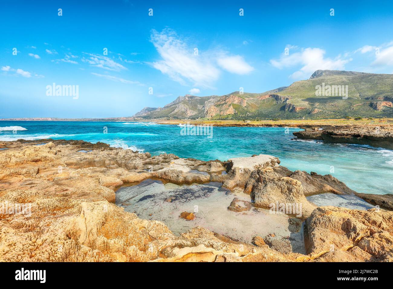 Unbelievable seascape of Isolidda Beach near San Vito cape. Popular ...