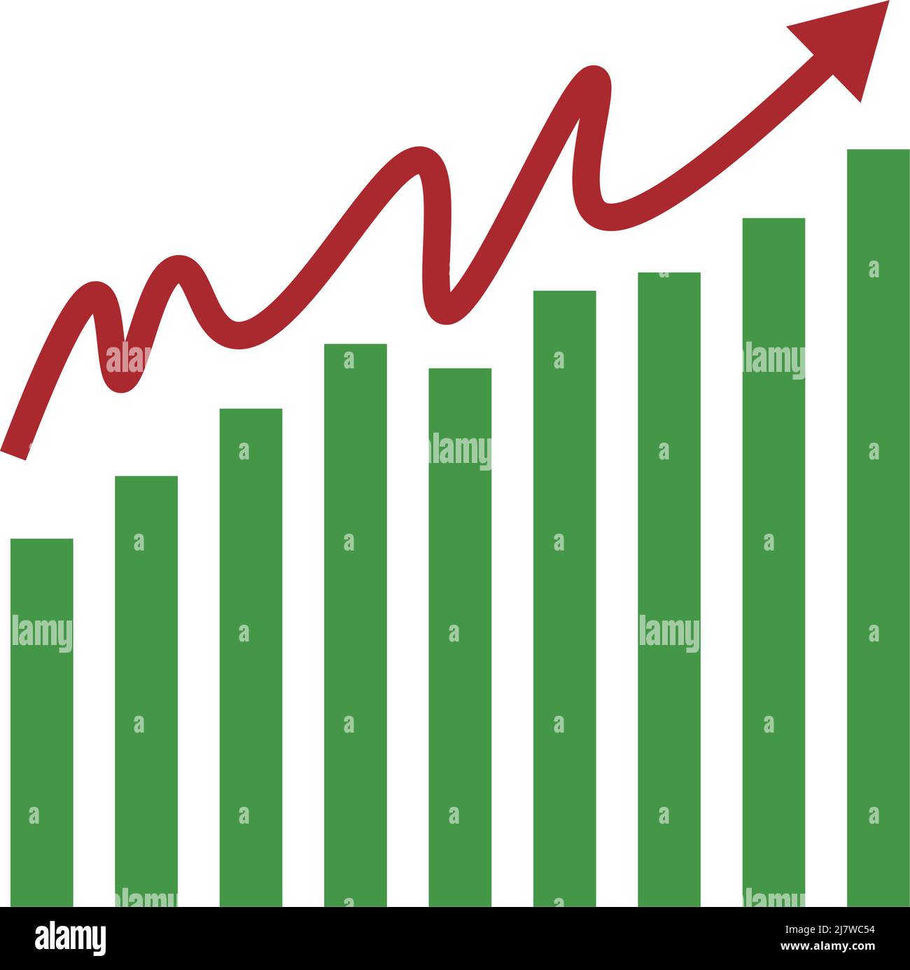An icon of an ascending arrow and a bar graph. Editable vector Stock ...