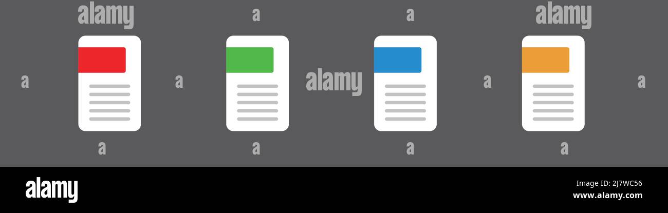 A set of file icons isolated on a black background. Editable vector ...