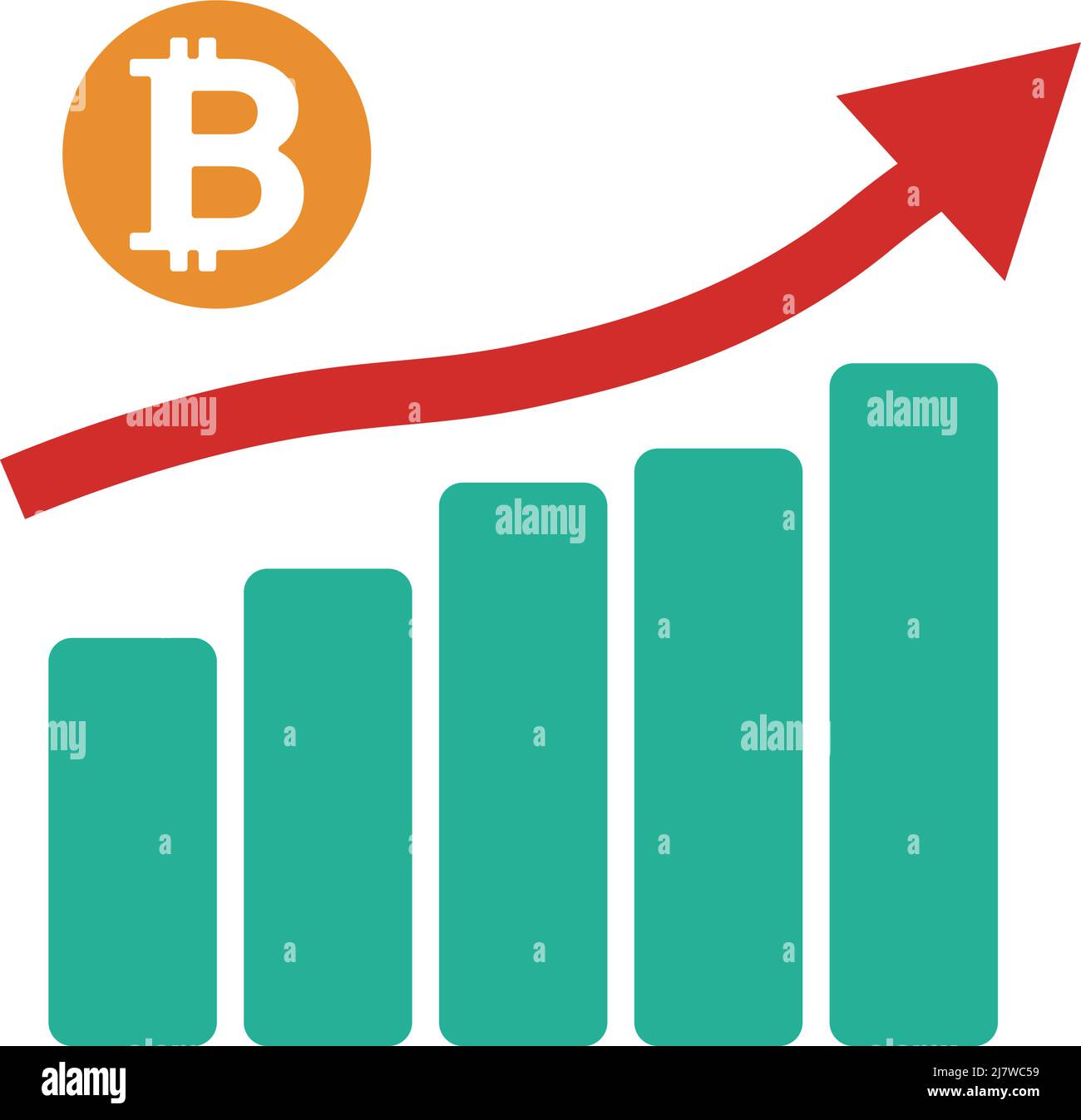 Bitcoin and growth bar graph icons. Editable vector Stock Vector Image ...