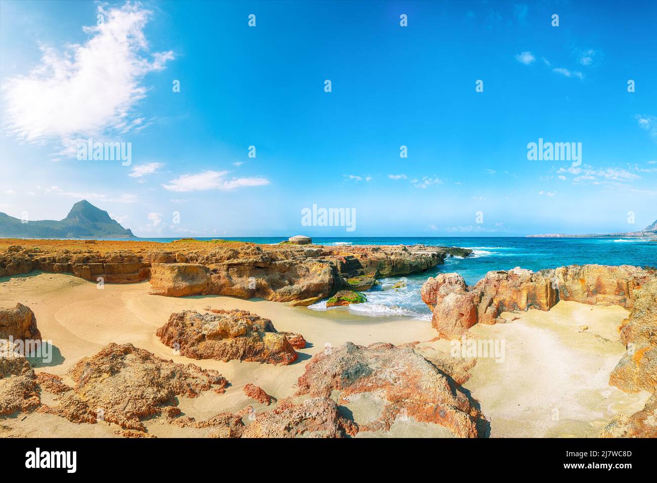 Unbelievable seascape of Isolidda Beach near San Vito cape. Popular ...