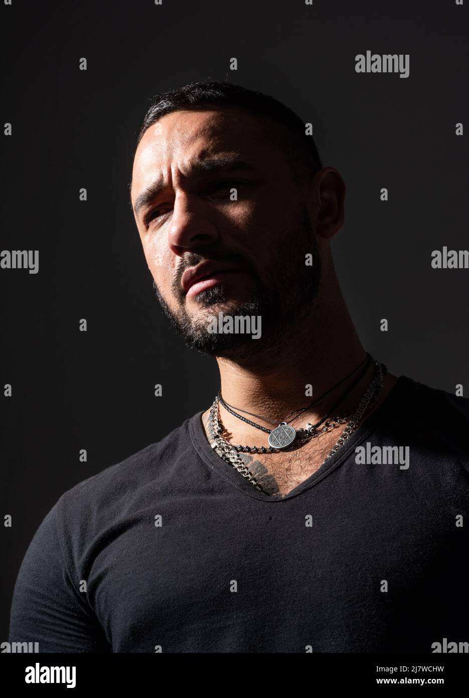 Emotional cry man, upset guy. Pensive man feeling stress. Lonely ...