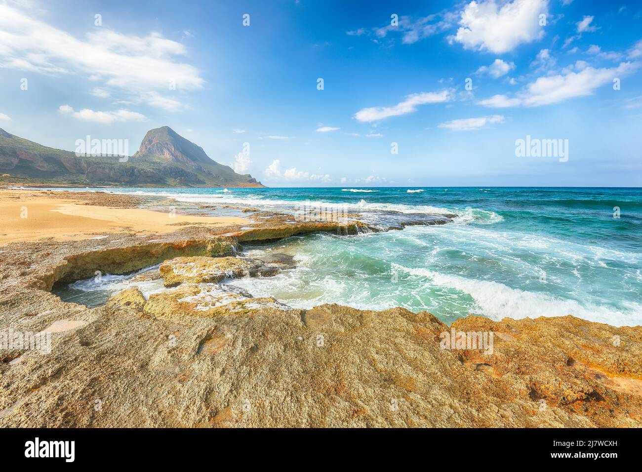 Unbelievable seascape of Isolidda Beach near San Vito cape. Popular ...