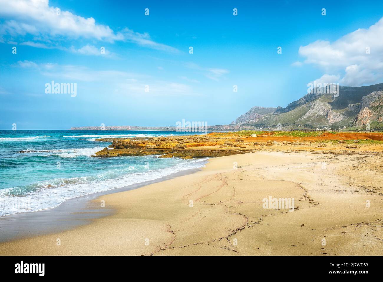 Unbelievable seascape of Isolidda Beach near San Vito cape. Popular ...