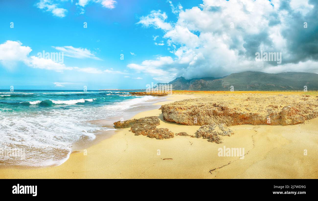 Unbelievable seascape of Isolidda Beach near San Vito cape. Popular ...