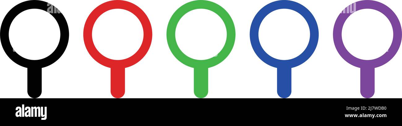Colorful magnifying glass icon set. Editable vector Stock Vector Image ...
