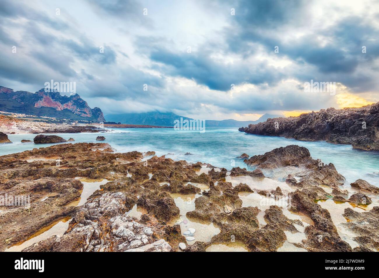 Spectacular seascape of Isolidda Beach near San Vito cape. Popular ...