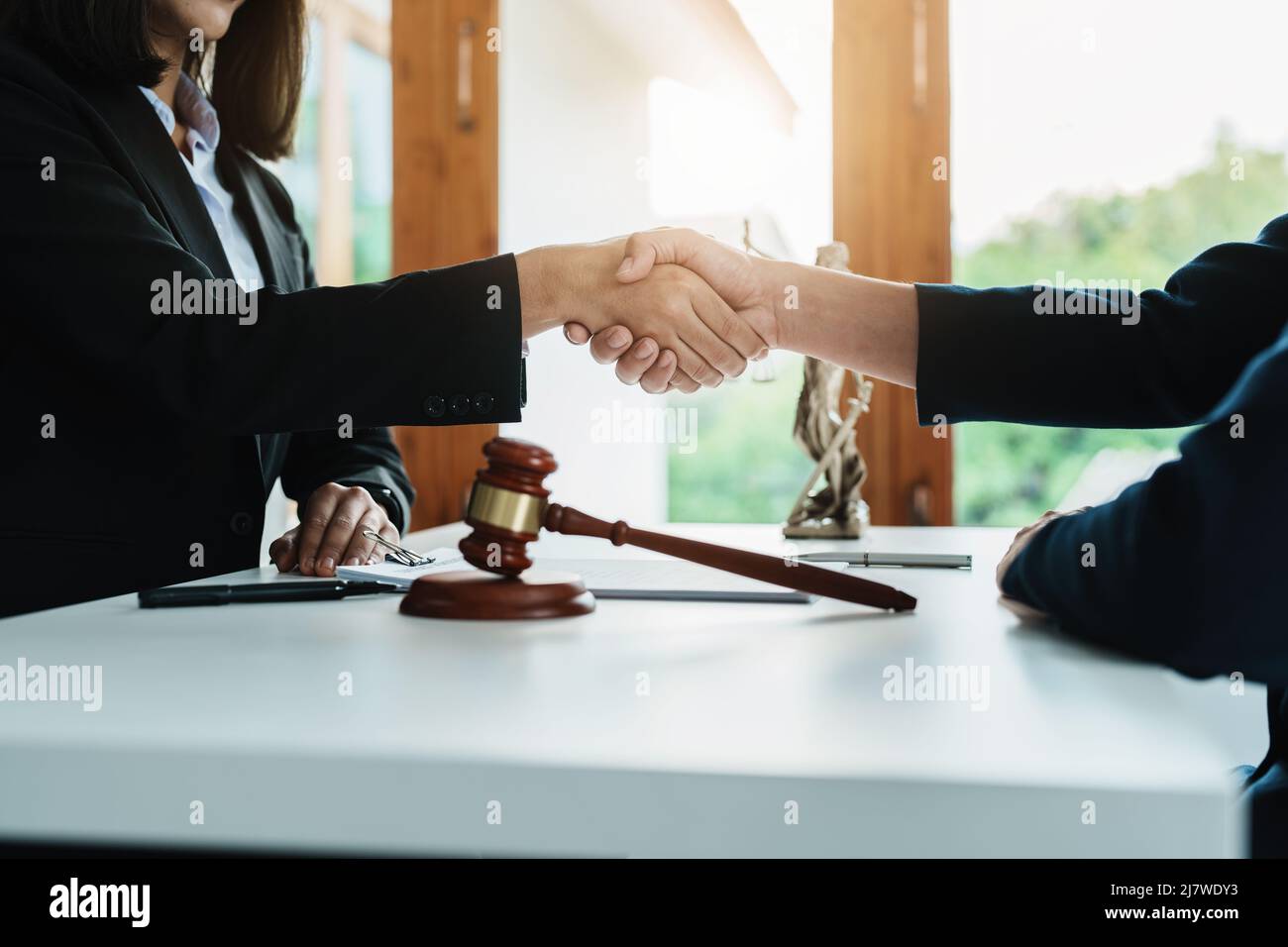 Judge lawyer shaking hands in hi-res stock photography and images - Alamy
