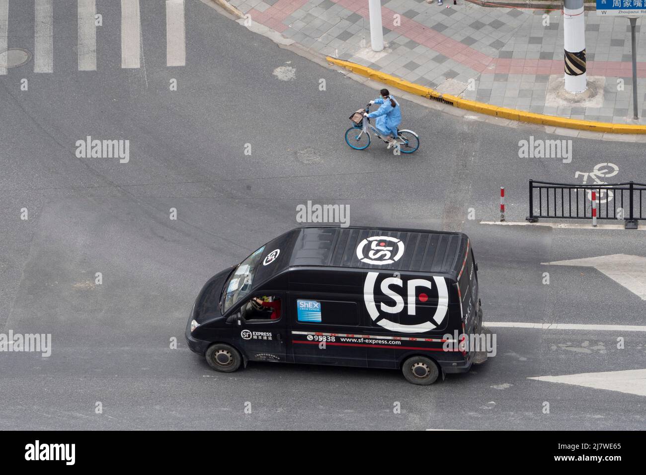 SHANGHAI, CHINA - MAY 11, 2022 - An SF Express delivery vehicle is seen ...
