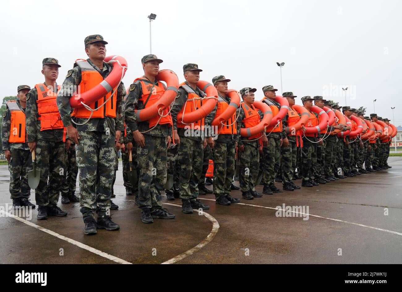 QINZHOU, CHINA - MAY 11, 2022 - Armed police officers stand guard in ...