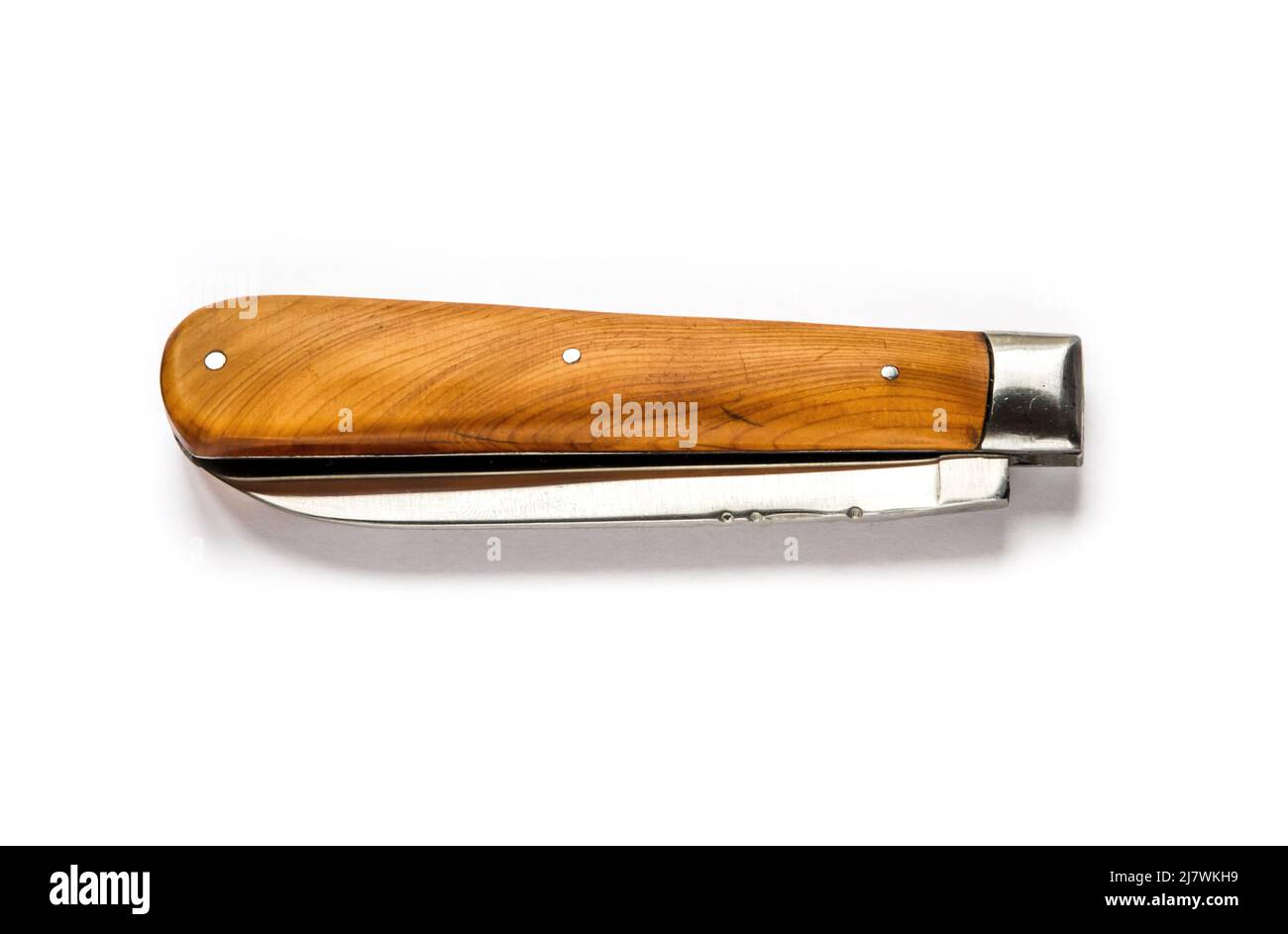 Traditional wooden pocket knife isolated on a white background Stock ...