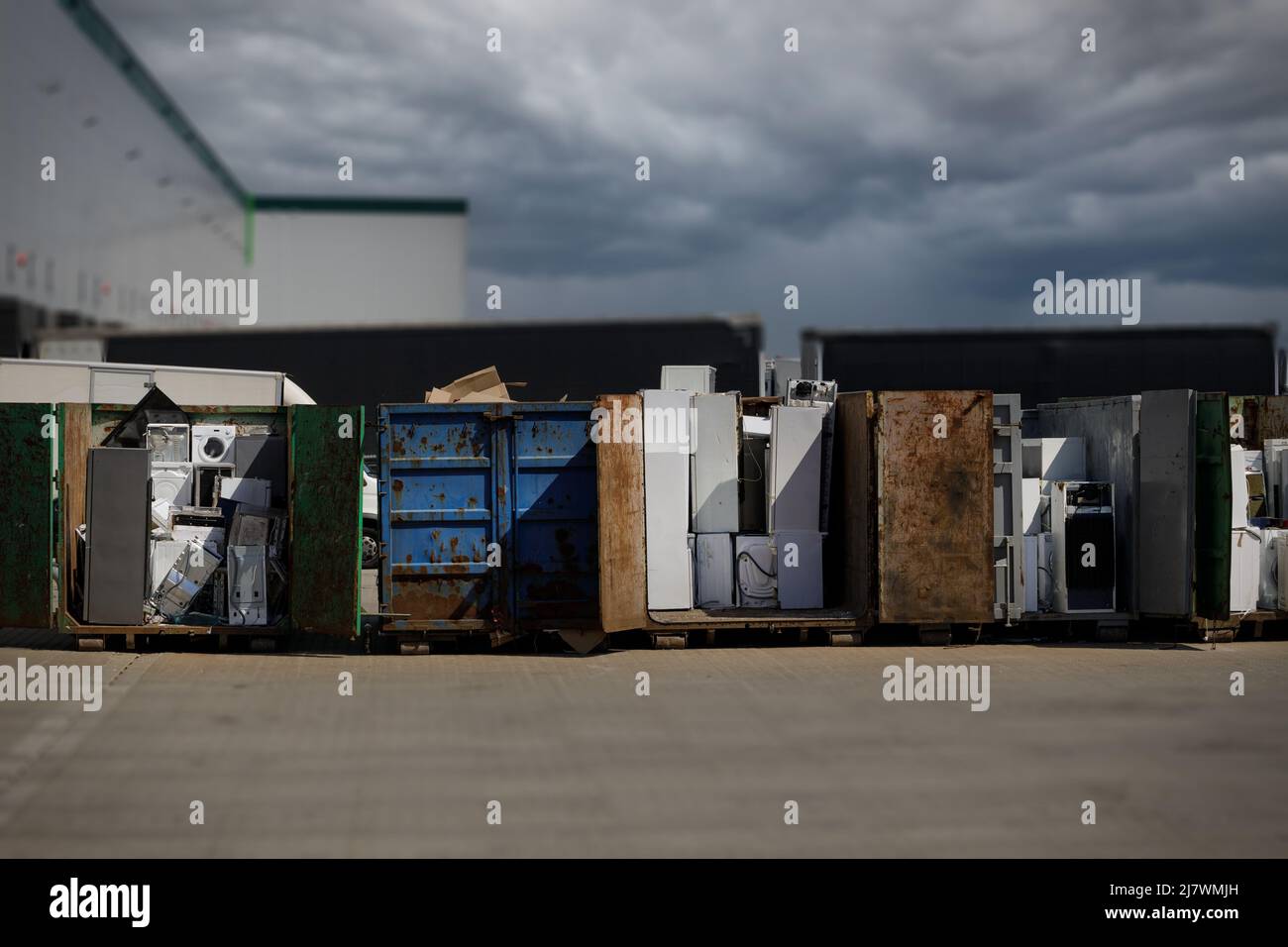 Collected and awaiting disposal of electronic waste, refrigerators ...