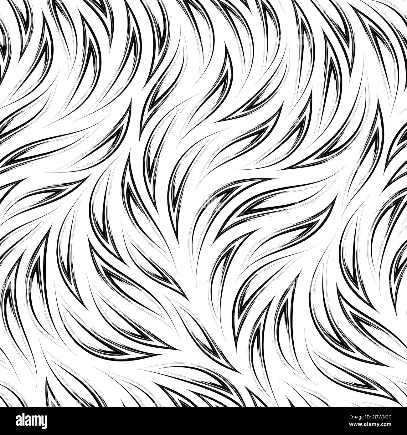 Black and white seamless vector pattern.Stylized flames or fire ...