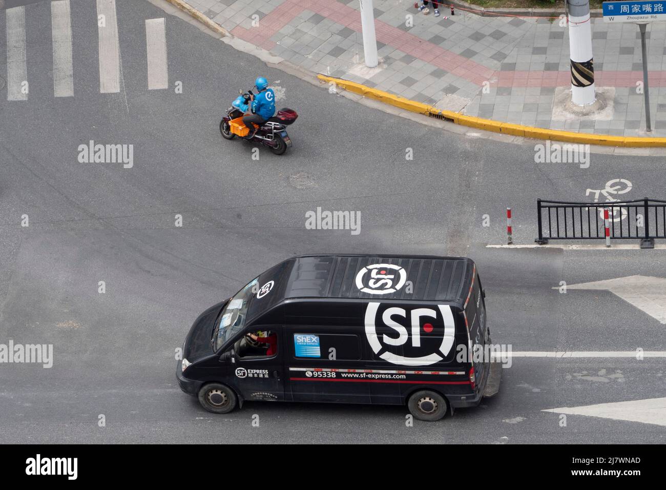 SHANGHAI, CHINA - MAY 11, 2022 - An SF Express delivery vehicle is seen ...