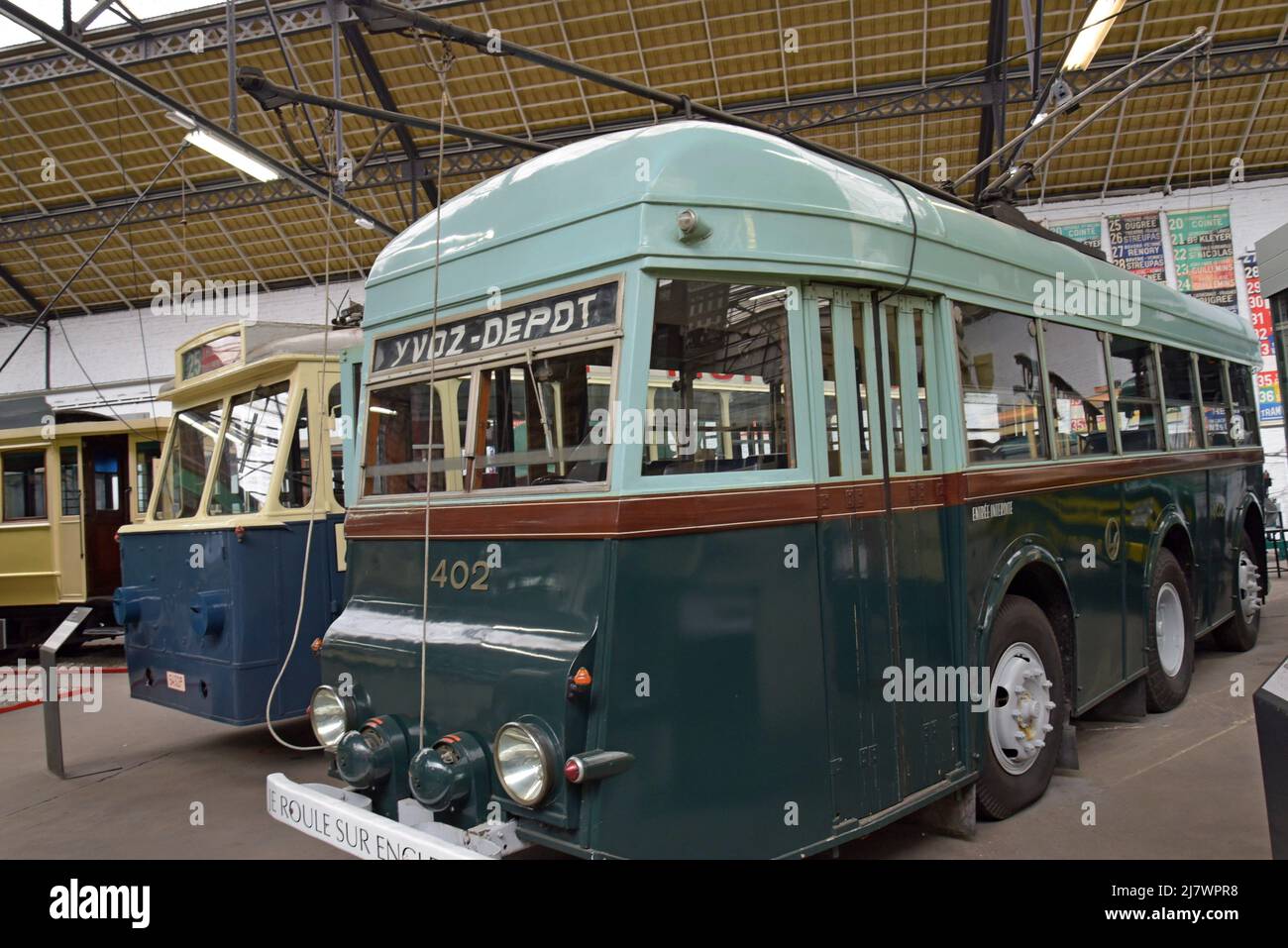 A rare 1940 reversible trolleybus at the Wallonia Public Transport ...