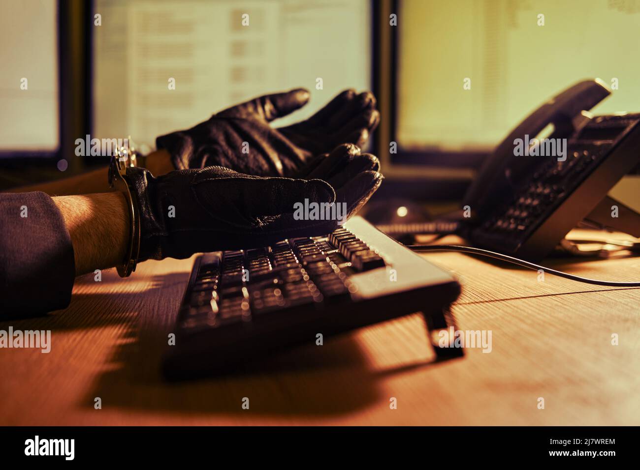 Handcuffs night police office hi-res stock photography and images - Alamy