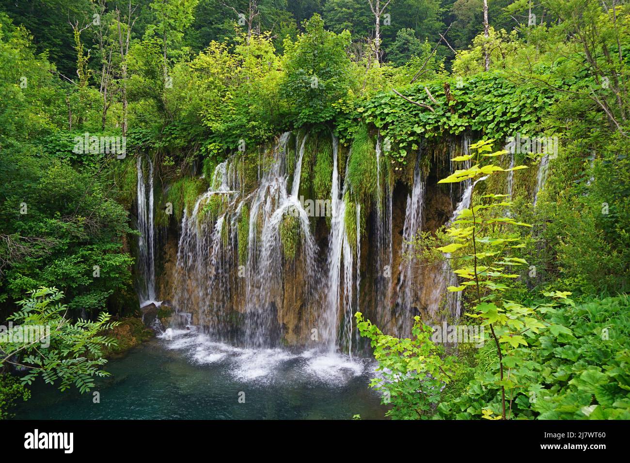 Chain of waterfalls inside Plitvice Lakes National Park, Croatia Stock ...