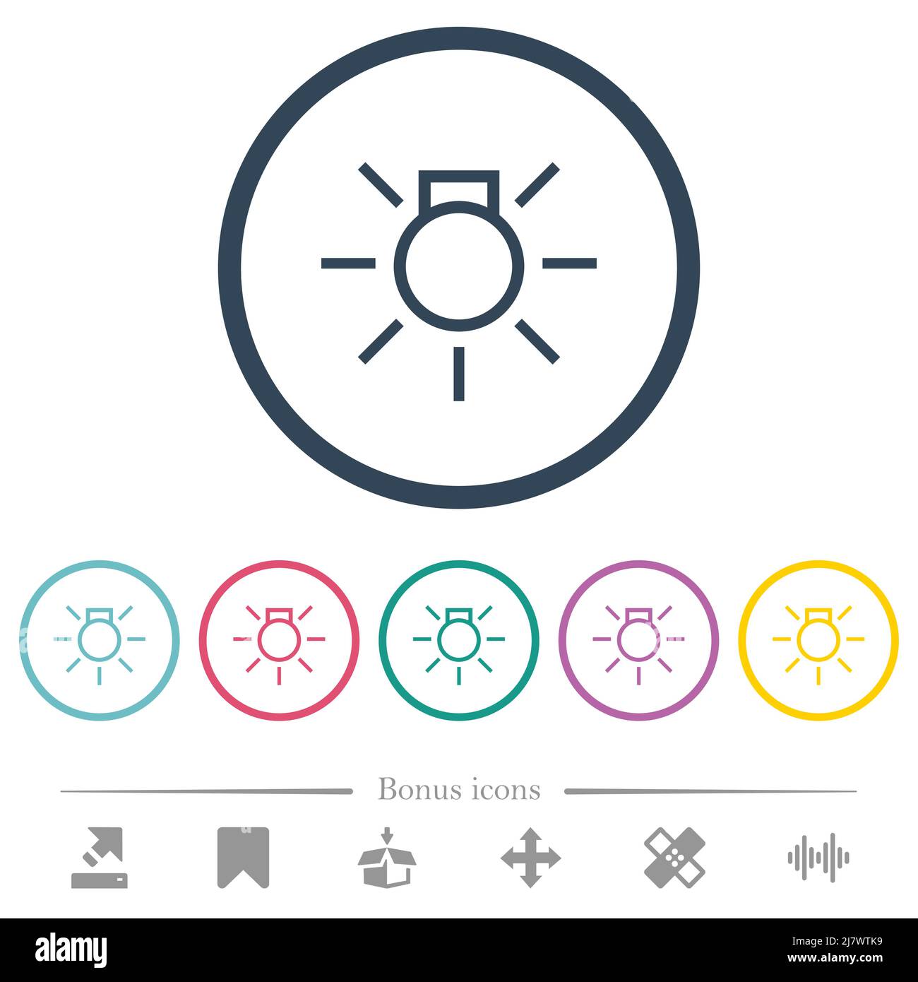 Car parking lights indicator flat color icons in round outlines. 6 ...