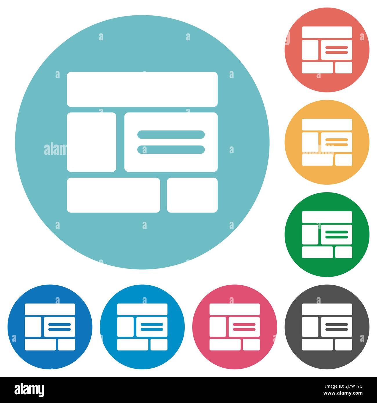 Web layout solid flat white icons on round color backgrounds Stock ...