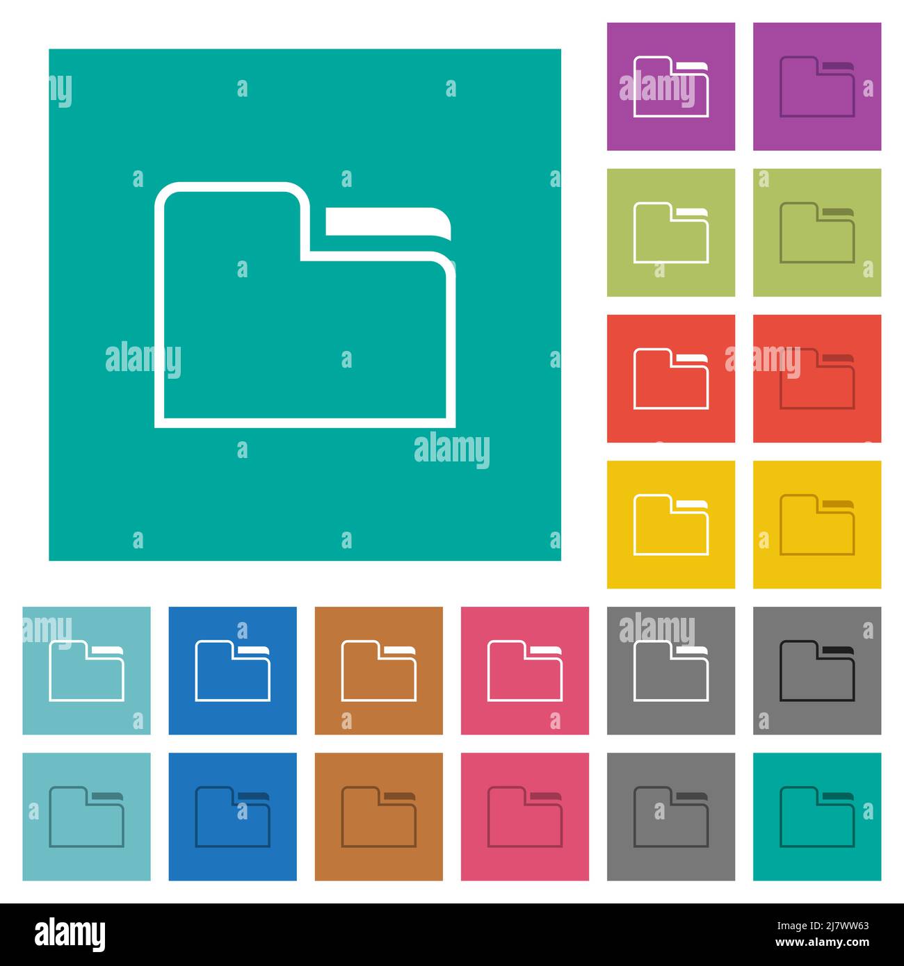 Tab folder outline multi colored flat icons on plain square backgrounds ...