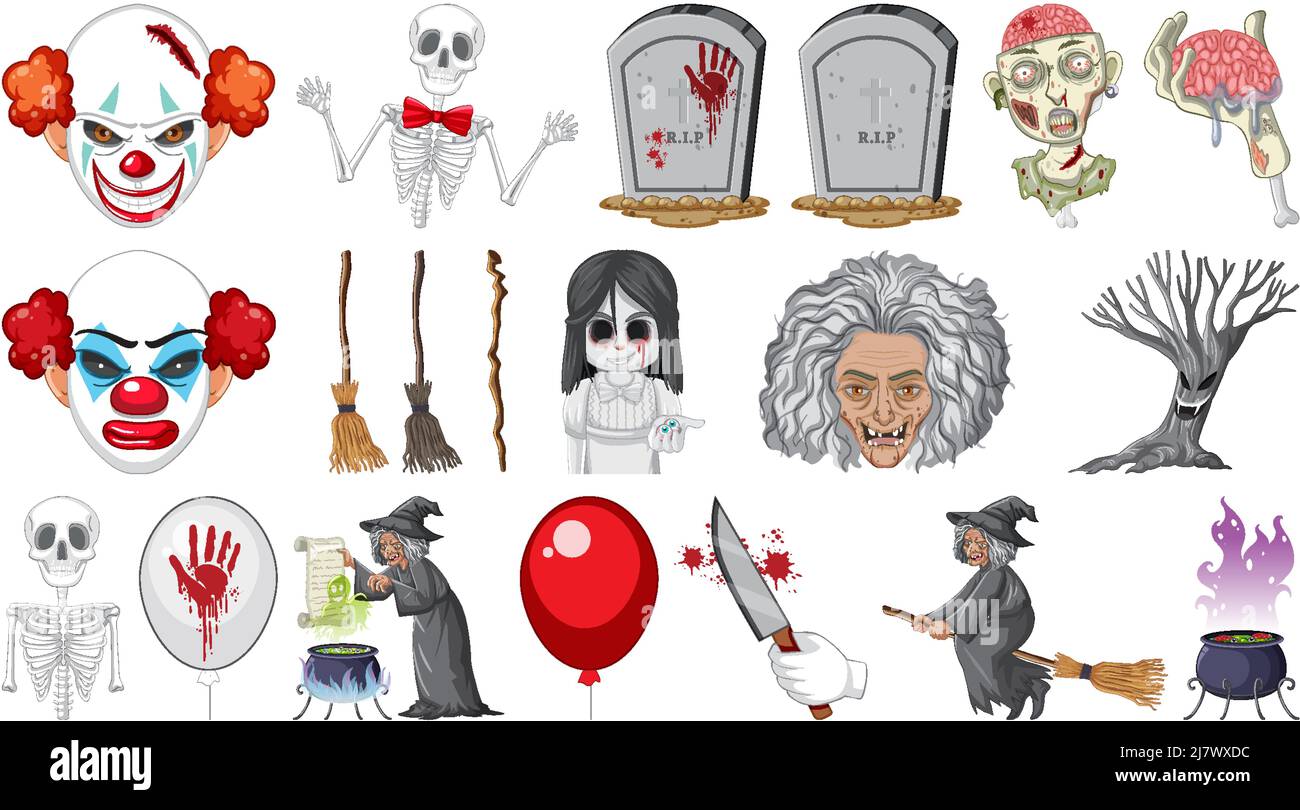 Halloween set with scary monsters illustration Stock Vector Image & Art ...
