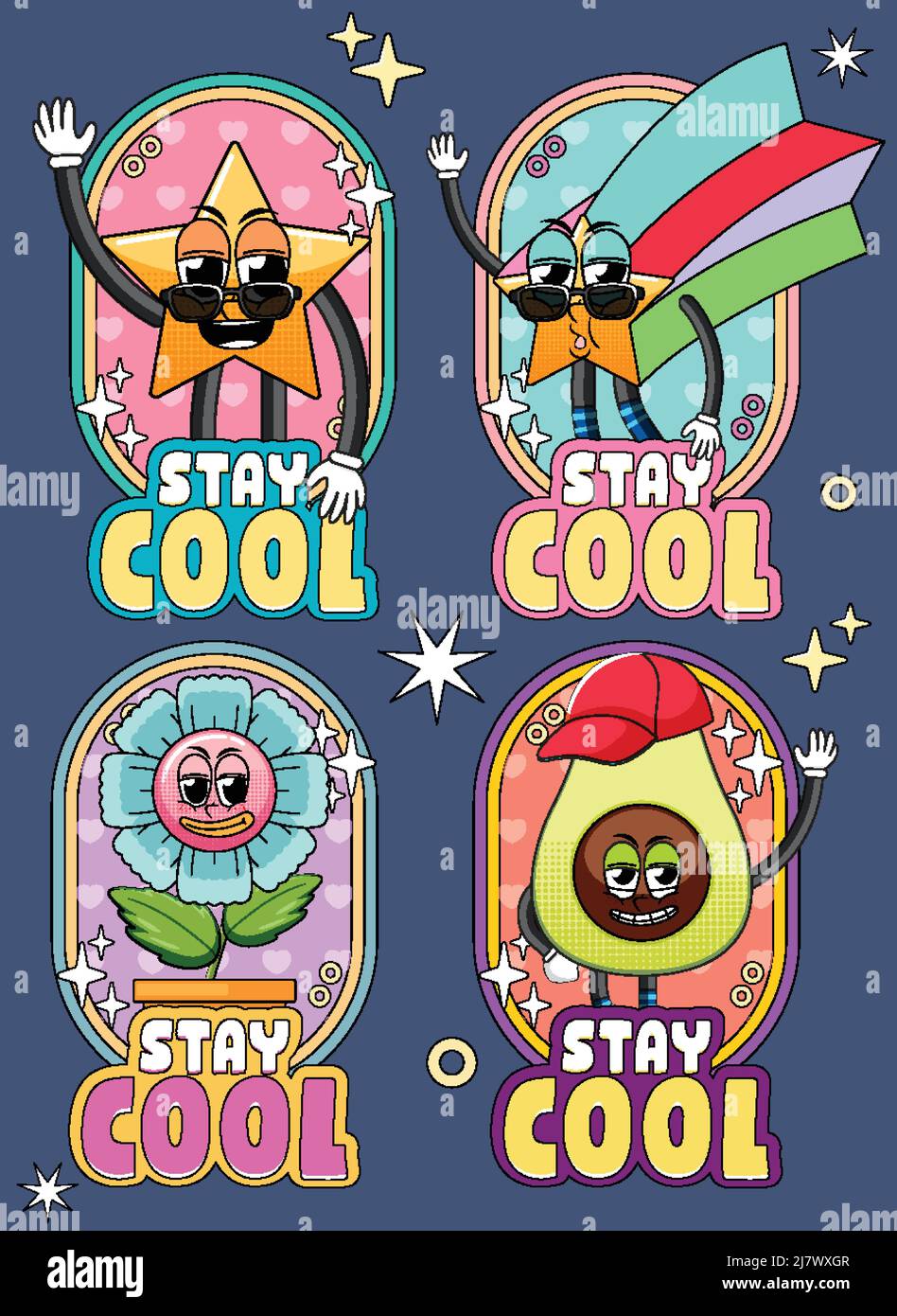 Set of comic cartoon with word expression illustration Stock Vector ...