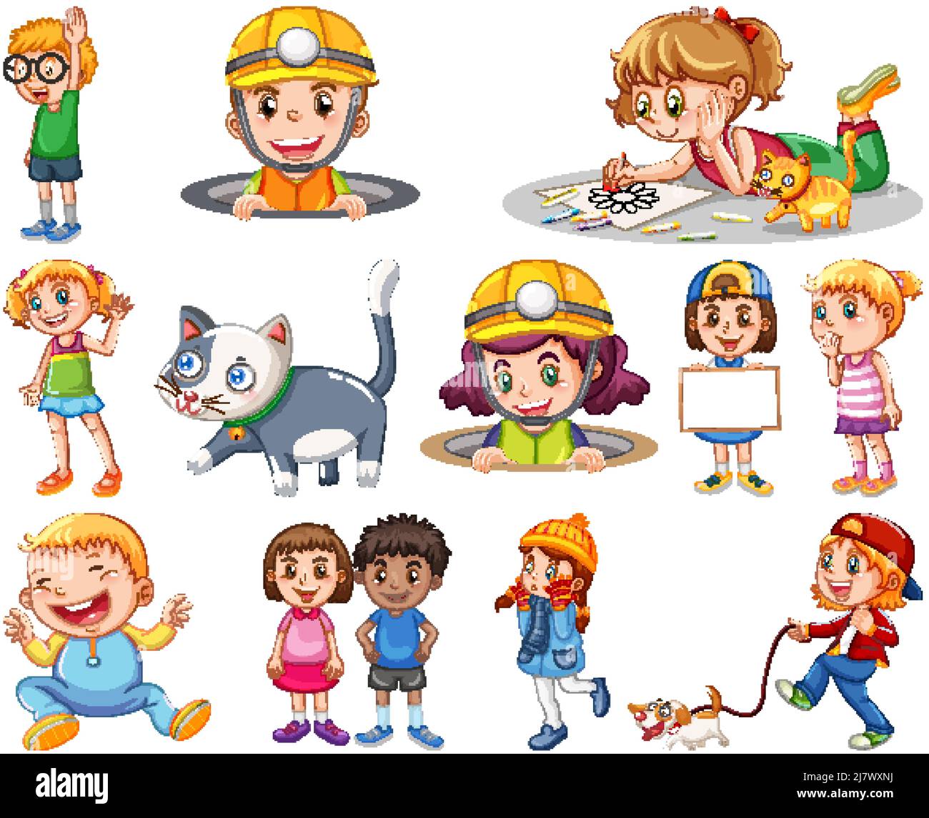 Happy kids doing different actions illustration Stock Vector Image ...