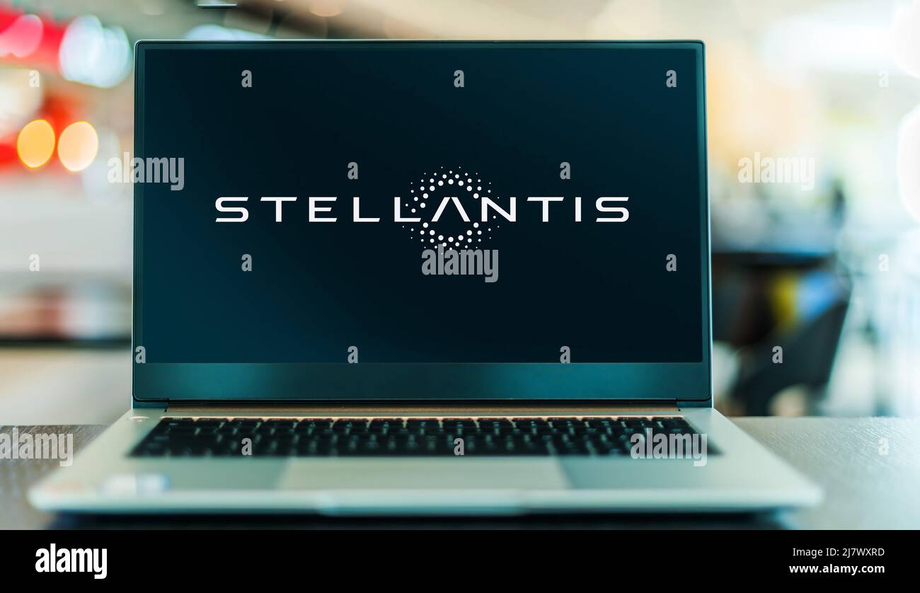 POZNAN, POL - OCT 1, 2021: Laptop computer displaying logo of ...