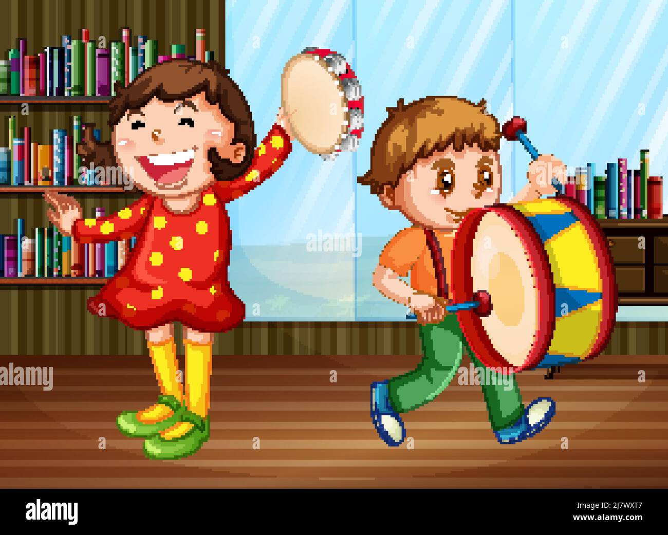 Scene with children playing indoor illustration Stock Vector Image ...