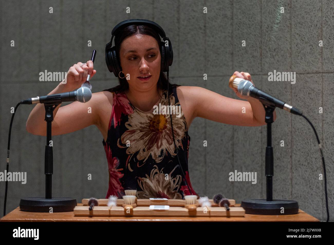 London, UK. 11 May 2022. A staff member experiences "Meridians Meet ...