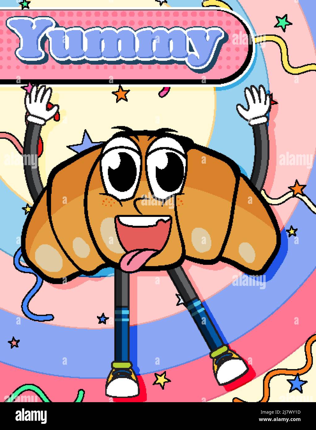 Funny croissant cartoon character illustration Stock Vector Image & Art ...