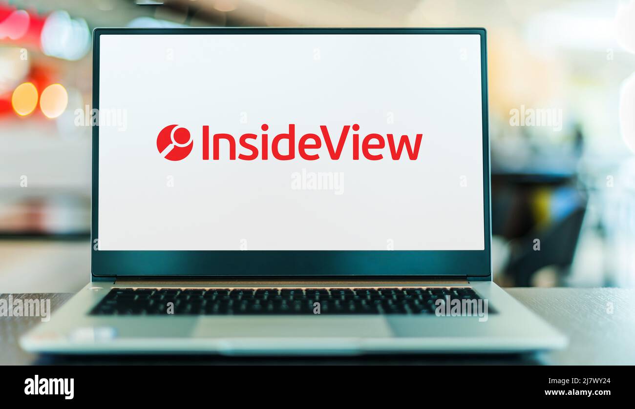 POZNAN, POL - NOV 20, 2021: Laptop computer displaying logo of ...