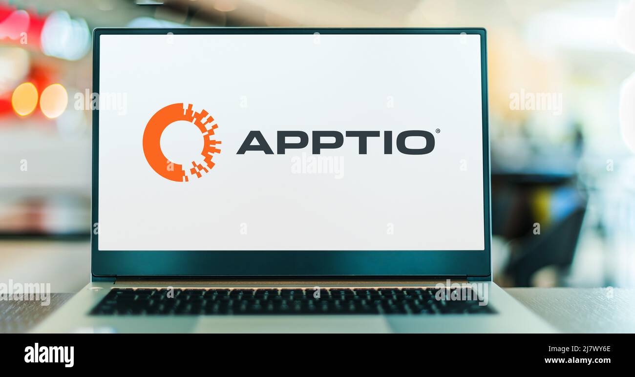 POZNAN, POL - APR 7, 2022: Laptop computer displaying logo of Apptio, a ...