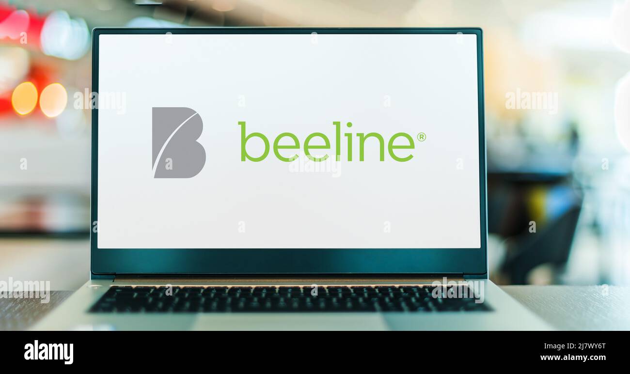 POZNAN, POL - DEC 8, 2021: Laptop computer displaying logo of Beeline ...