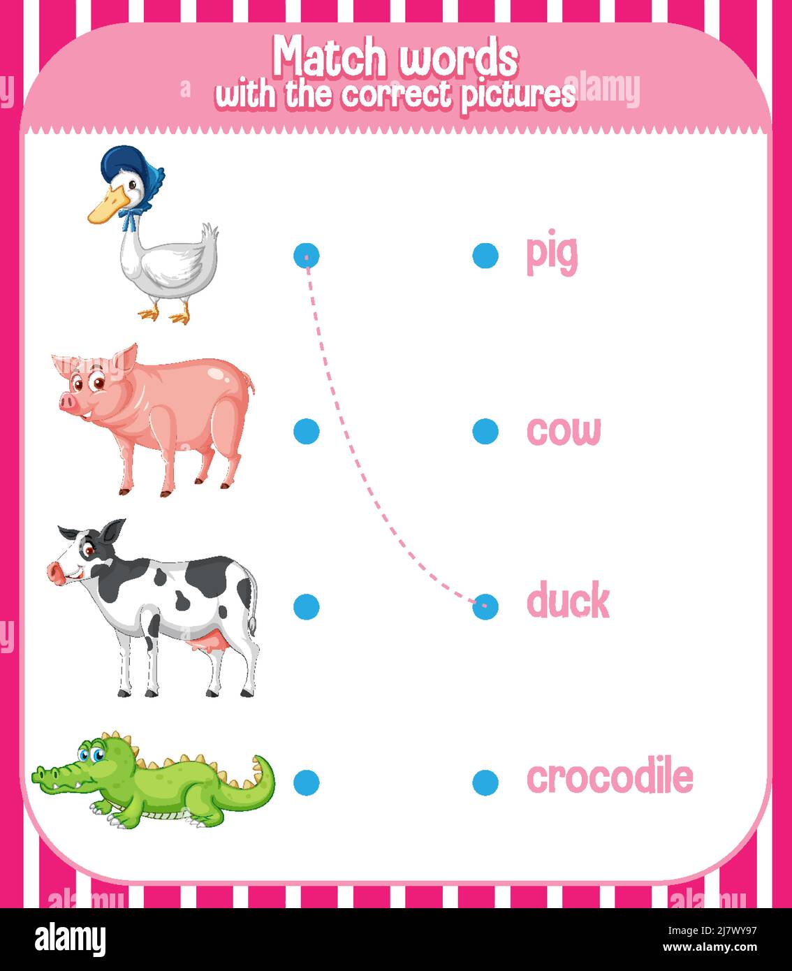 Worksheet design for matching words illustration Stock Vector Image ...