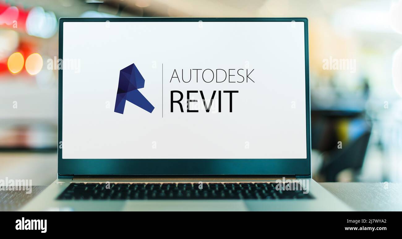 POZNAN, POL - APR 7, 2022: Laptop computer displaying logo of Autodesk ...