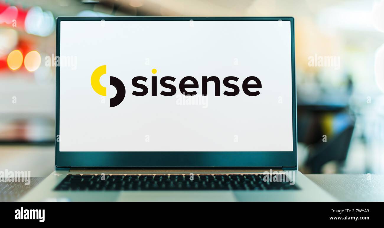 POZNAN, POL - APR 7, 2022: Laptop computer displaying logo of Sisense ...