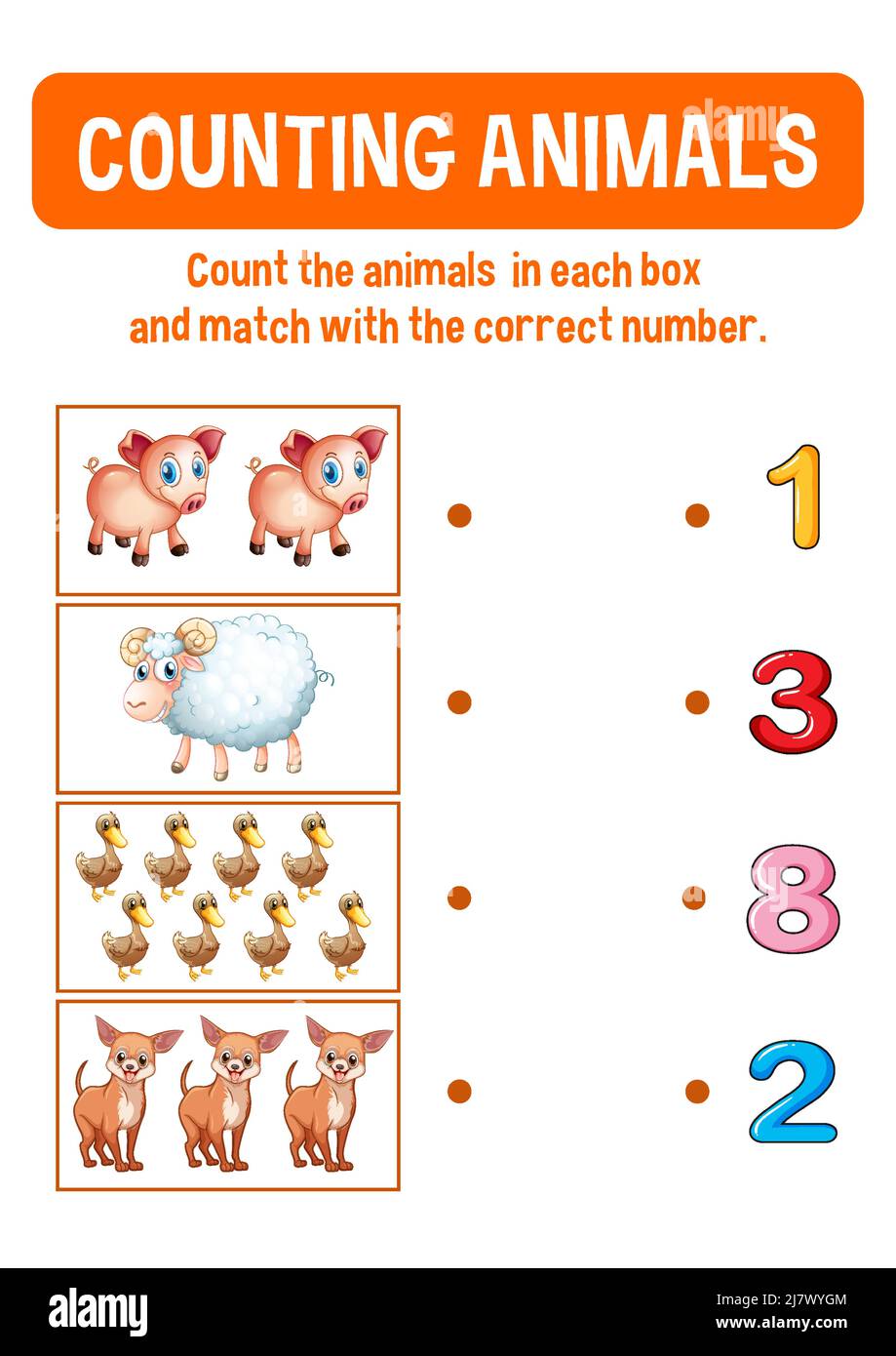 Worksheet design for counting animals illustration Stock Vector Image ...