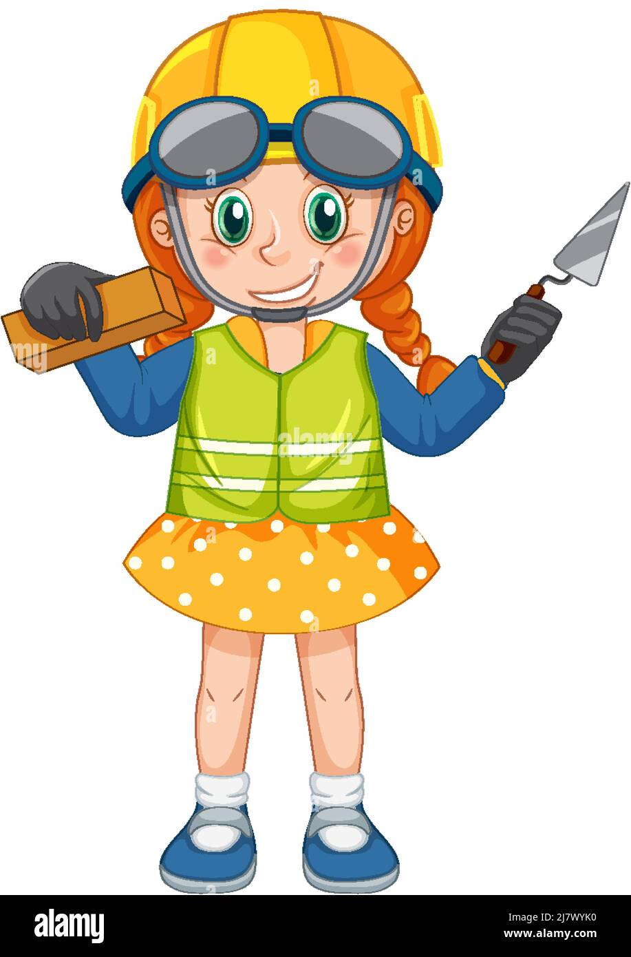 A girl wearing construction worker illustration Stock Vector Image ...