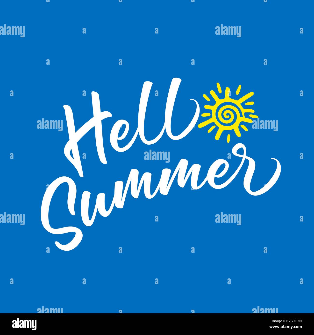 Hand drawn lettering Hello Summer. Brush calligraphy text composition ...