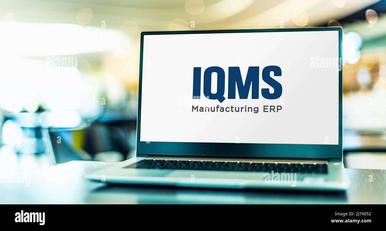 POZNAN POL DEC 8 2021 Laptop Computer Displaying Logo Of IQMS A Privately Held Global poznan-pol-dec-8-2021-laptop-computer-displaying-logo-of-iqms-a-privately-held-global