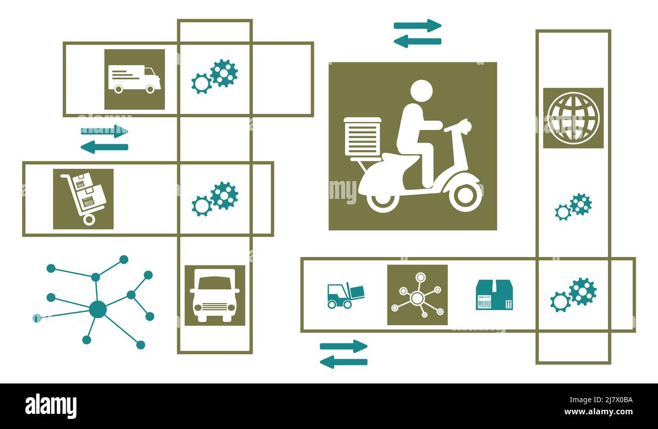 Concept of delivery with connected icons Stock Photo - Alamy