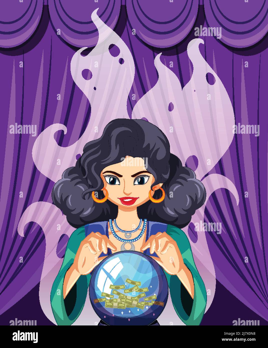 Fortune teller with crystal ball illustration Stock Vector Image & Art ...